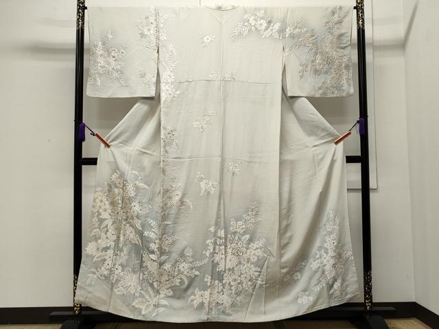 平和屋着物●訪問着　総刺繍　草花尽くし　暈し染め　金銀糸　正絹　逸品　CAAM7294ut