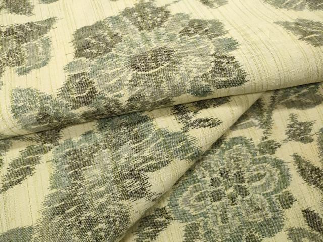 平和屋着物▽上質な紬　単衣　吉祥花文　正絹　逸品　CAAP5553ut