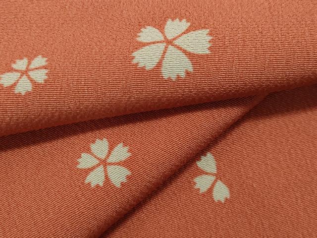 平和屋着物▽小紋　単衣　舞桜文　洗える着物　CAAP5554ut