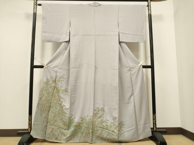 平和屋着物●訪問着　刺繍　飛鳥笹文　たたき染め　金彩　正絹　逸品　CAAP7022hy