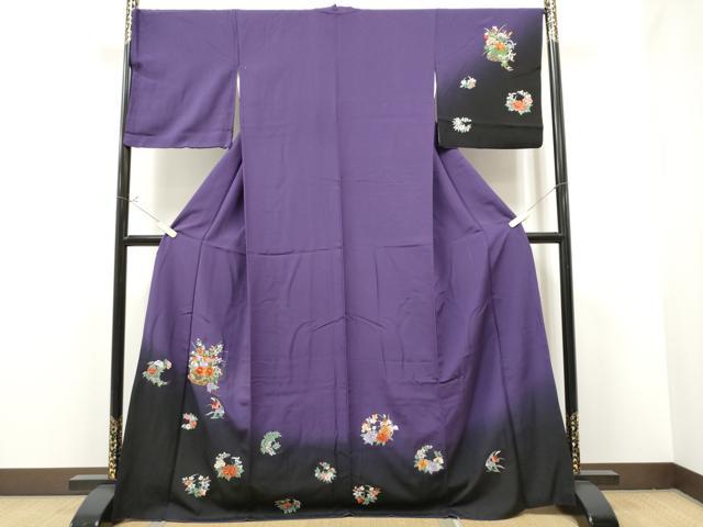 平和屋着物●訪問着　総刺繍　花籠文　鬼しぼ縮緬　正絹　逸品　CAAP7102hy