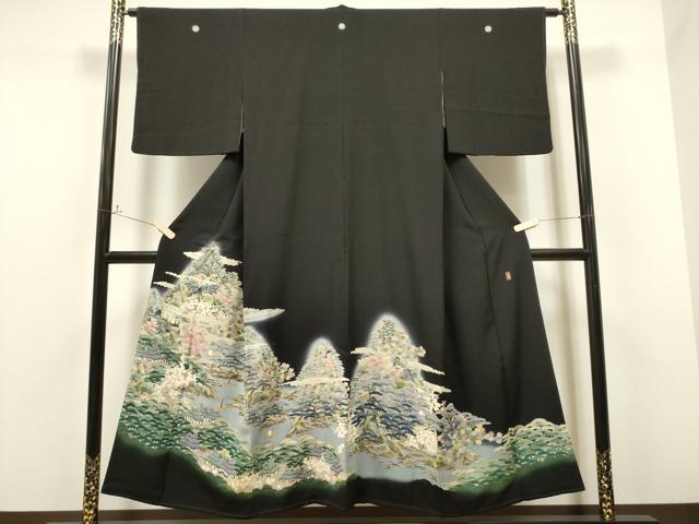 平和屋着物●本加賀友禅作家　東藤岳　黒留袖　船　風景草木文　銀座おゝぎ屋扱い　正絹　逸品　CAAP7106hy