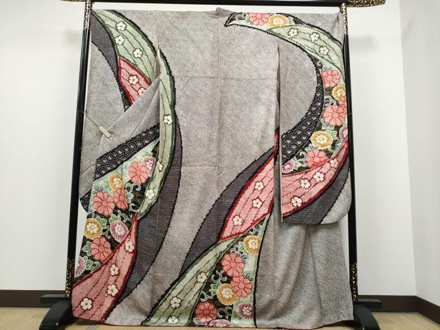 平和屋着物●豪華振袖　絞り　花唐草文　金彩　正絹　逸品　CAAP7123hy