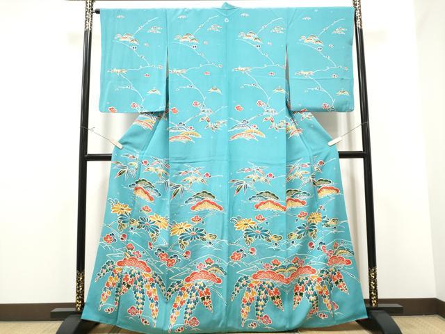 平和屋着物●上質な小紋　型染め　草花文　正絹　逸品　CAAP7133hy