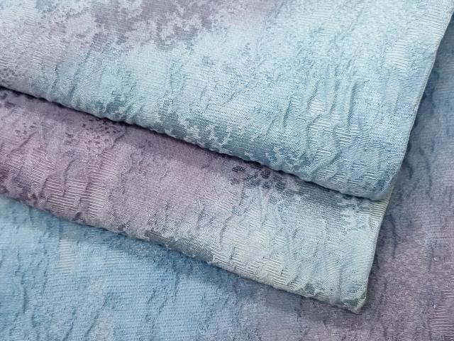 平和屋着物▽上質な小紋　単衣　ふくれ織　霞斜線文　正絹　逸品　CAAQ0023vf