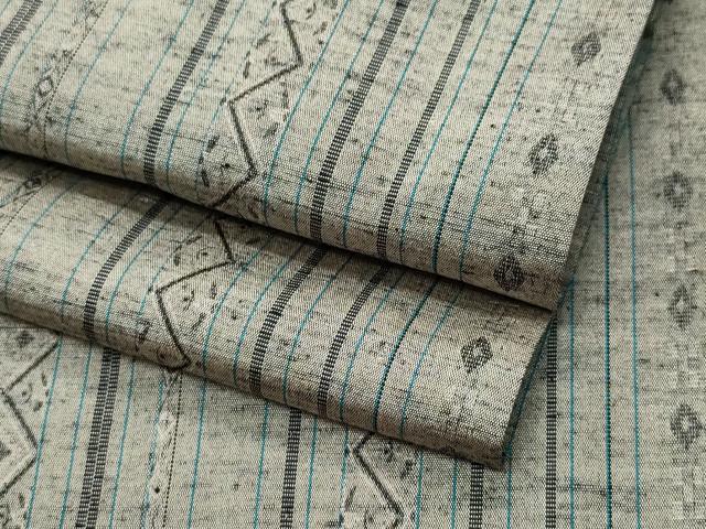 平和屋着物▽上質な紬　単衣　吉祥間道　正絹　逸品　CAAQ0062vf