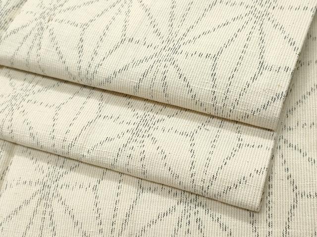 平和屋着物▽上質な紬　単衣　麻の葉文　正絹　逸品　CAAQ0064vf