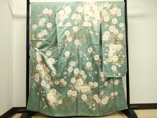 平和屋着物●豪華振袖　駒刺繍　枝垂れ桜文　金彩　鈴乃屋扱い　正絹　逸品　CAAQ1544gh
