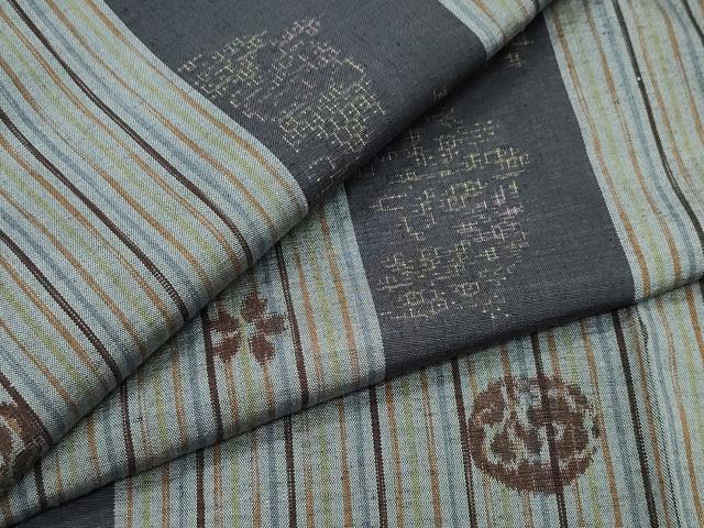 平和屋着物●結城紬　100亀甲　草花間道　やまと誂製　正絹　逸品　未使用　CAAQ9112vf