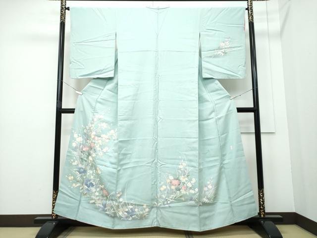 平和屋着物●訪問着　友禅　作家物　草花文　正絹　逸品　CAAQ9140vf