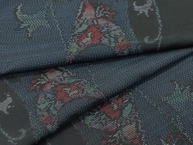 平和屋着物●本場大島紬　花唐草文　正絹　逸品　CAAQ9152vf