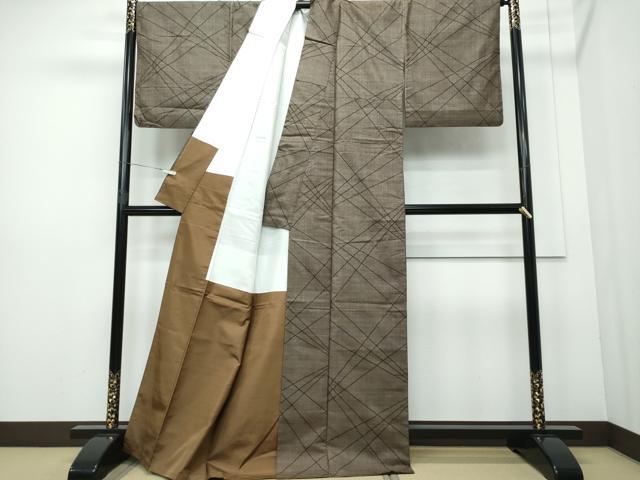 平和屋着物○本場大島紬 白大島 エ霞吉祥文 押博和作