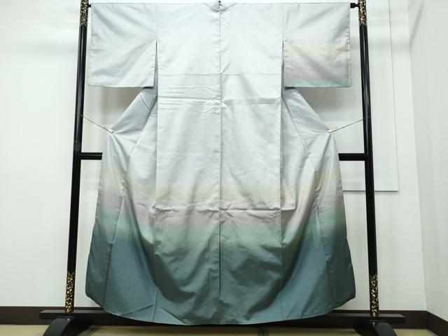 平和屋着物●訪問着　本場染大島紬　霞文　反端付き　正絹　逸品　CAAQ9160vf