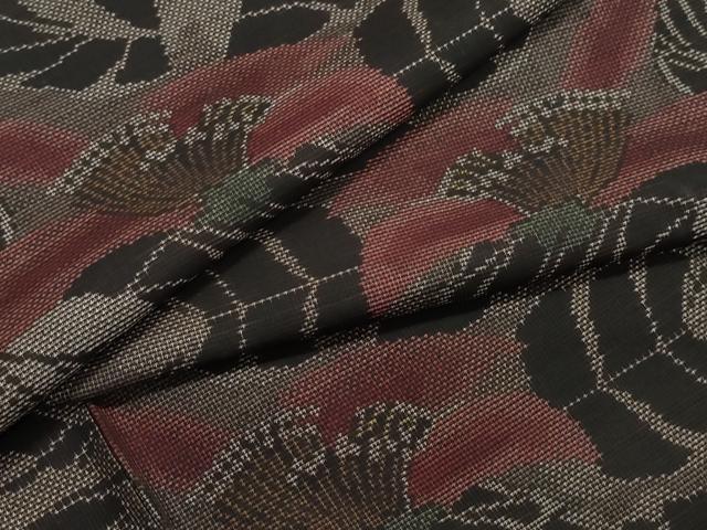 平和屋着物●本場大島紬　9マルキ　泥染め　草花文　正絹　逸品　CAAQ9168vf