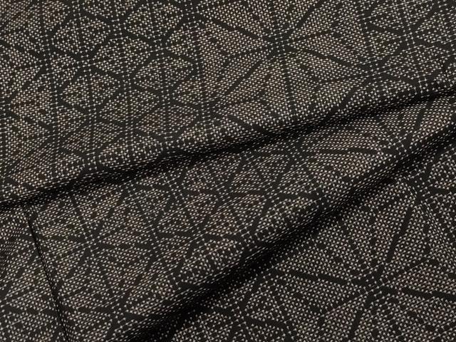 平和屋着物●本場大島紬　7マルキ　泥染め　麻の葉吉祥文　正絹　逸品　CAAQ9169vf