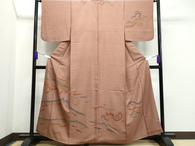 平和屋着物●東京手描友禅　安達雅一　訪問着　遠山吉祥文　正絹　逸品　CAAQ9173vf