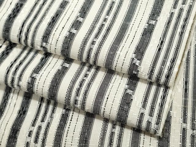 平和屋着物●上質な紬　花織　縞　正絹　逸品　CAAQ9174vf