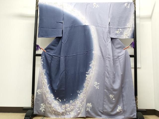 平和屋着物●訪問着　久保忠男　草花文　暈し染め　金通し地　正絹　逸品　CAAQ9431th