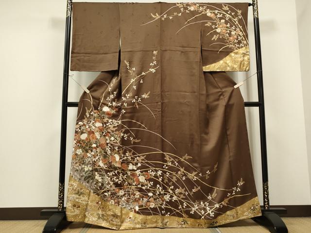 平和屋着物●創業460年・千總　訪問着　駒刺繍　草花文　金彩　三越扱い　正絹　逸品　CAAQ9452th