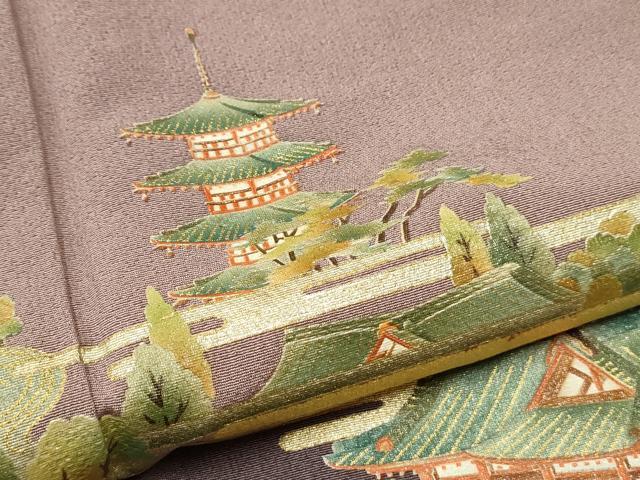 平和屋着物○漆工芸作家 金森一博 訪問着 渡り橋風景文