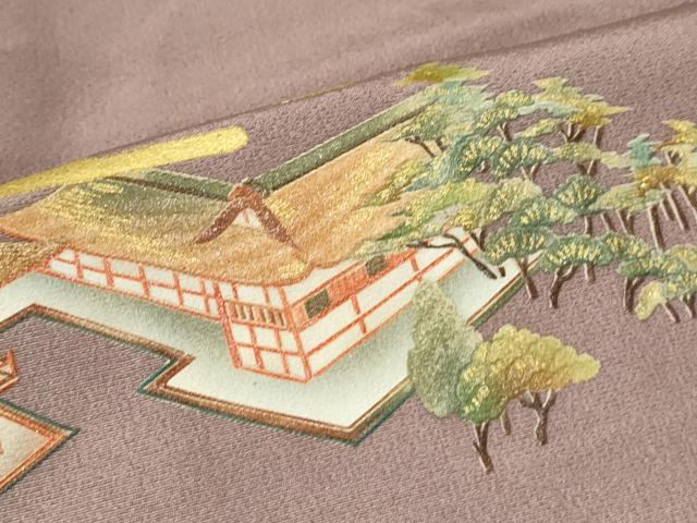 平和屋着物○漆工芸作家 金森一博 訪問着 渡り橋風景文