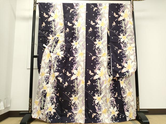 平和屋着物●H・L（アッシュエル）　HENRI-LUC CHAPUIS　豪華振袖　花蝶文　暈し染め　金彩　洗える着物　CAAQ9495th