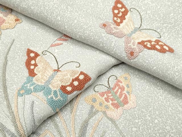 平和屋着物●中国三大刺繍　相良刺繍　総刺繍　訪問着　花蝶文　正絹　逸品　CAAQ9558th