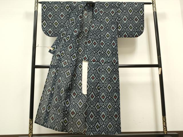 平和屋着物▽久留米絣 単衣 菱吉祥文 綿 逸品 CAAQ9590th