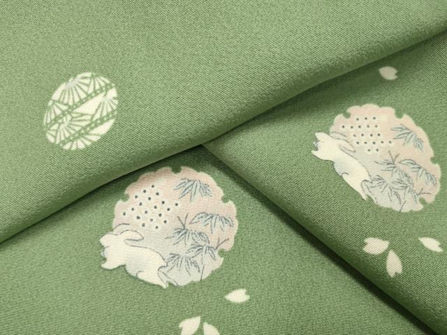平和屋着物●上質な小紋　跳兎　雪輪舞桜文　正絹　逸品　CAAR0824gh