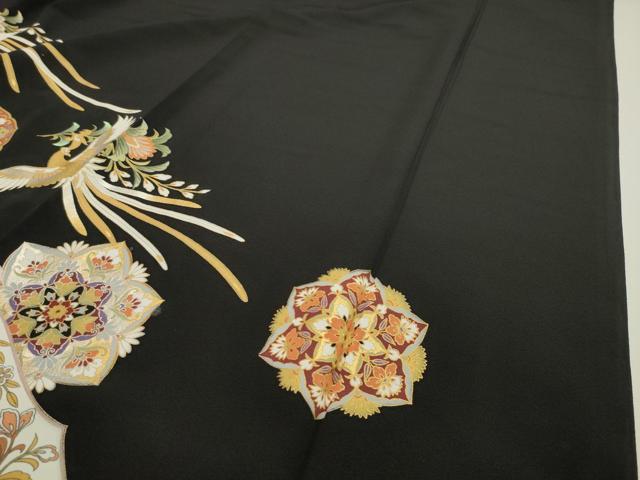 平和屋着物○豪華黒留袖 刺繍 鳳凰花唐草文 金銀彩 正絹 逸品