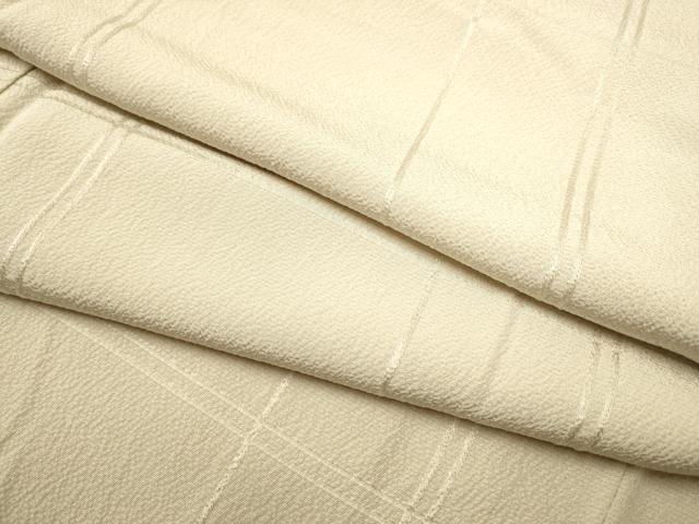 平和屋着物●上質な色無地　格子柄地紋　象牙色　正絹　逸品　CAAR1275hy