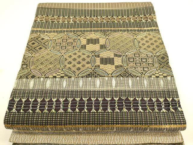 平和屋着物●両面　太鼓柄袋帯　金華山織　吉祥七宝花文　金銀糸　正絹　逸品　CAAR1296hy