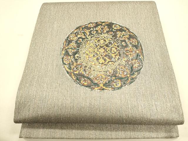 平和屋着物●太鼓柄袋帯　吉祥花丸文　金糸　正絹　逸品　CAAR1319hy