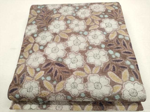 平和屋着物●六通柄袋帯　絞り　舞桜文　金通し地　正絹　逸品　CAAR1322hy