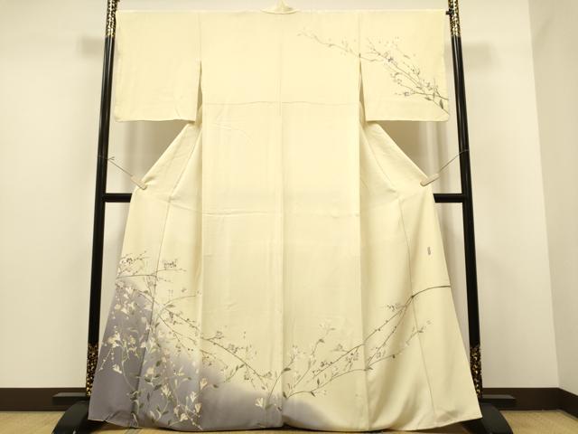 平和屋着物●本加賀友禅作家　田中志乃　訪問着　枝花文　暈し染め　正絹　逸品　CAAR1369hy