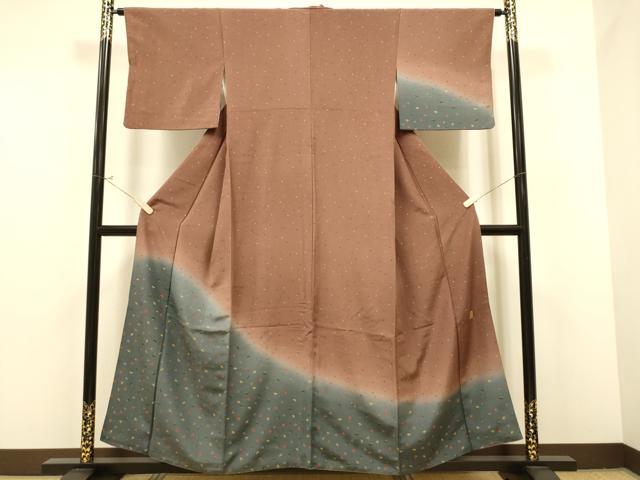 平和屋着物●岩井半四郎　歌舞伎役者 日本舞踊家　訪問着　扇面舞花びら　暈し染め　正絹　逸品　CAAR1377hy