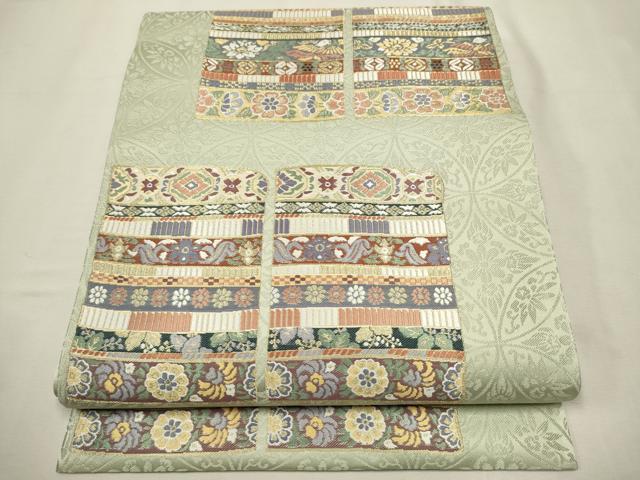 平和屋着物●六通柄袋帯　唐織　織寶錦　金糸　正絹　逸品　CAAR1446hy