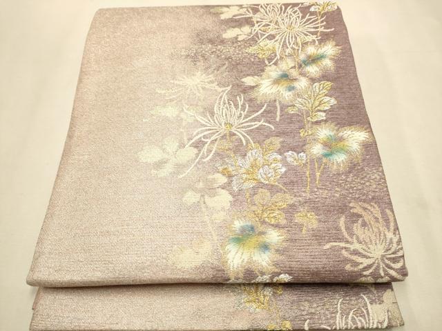 平和屋着物●六通柄袋帯　桃山和紙染め　草花文　金銀糸　やまと誂製　正絹　逸品　CAAR1458hy