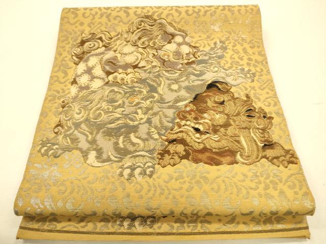 平和屋着物●アンティーク　大正ロマン　太鼓柄　京袋帯　唐獅子　金糸　正絹　逸品　CAAR1472hy