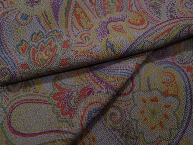 平和屋着物▽上質な小紋　単衣　ペイズリー更紗花文　正絹　逸品　未使用　CAAR4816ut