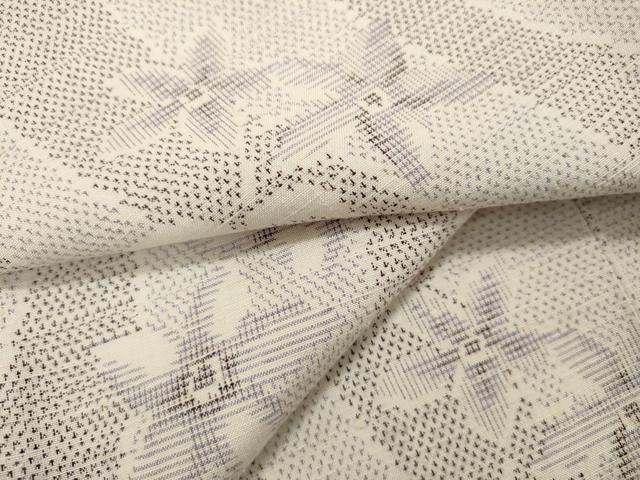 平和屋着物▽上質な紬　単衣　枝花文　正絹　逸品　CAAR4920ut