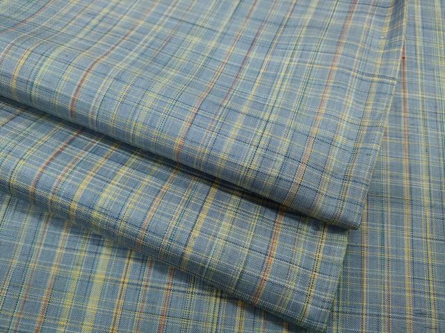 平和屋着物▽上質な紬　単衣　格子柄　小田急百貨店扱い　正絹　逸品　CAAR4960ut