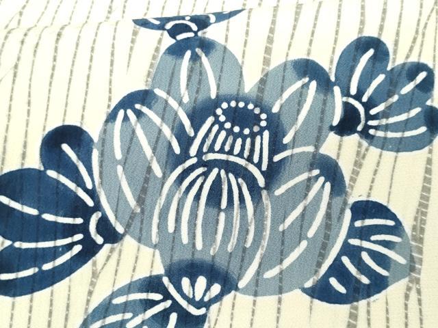 平和屋着物■希少　上質な小紋　絞り　本藍　型染　椿　正絹　逸品　未使用　CAAR5395fb