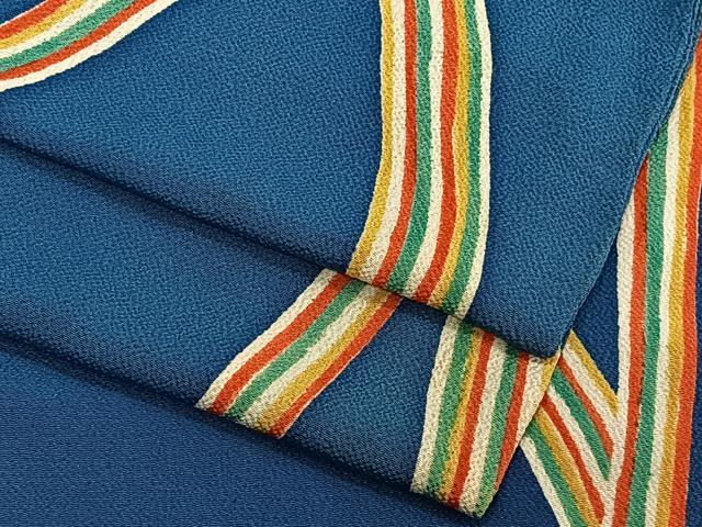 平和屋着物▽上質な小紋　単衣　流線文　鬼しぼ縮緬　正絹　逸品　CAAR6230kb