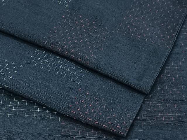 平和屋着物▽上質な紬　単衣　市松文様　正絹　逸品　CAAR6233kb