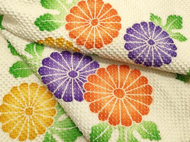 平和屋着物●名門　藤娘きぬたや・総絞り　小紋　舞菊文　正絹　逸品　CAAR6477ze