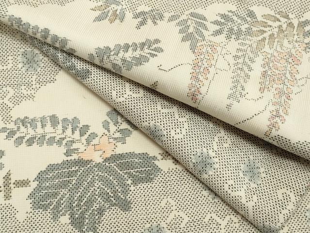 平和屋着物●本場大島紬　白大島　7マルキ　花唐草文　正絹　逸品　CAAR6492ze