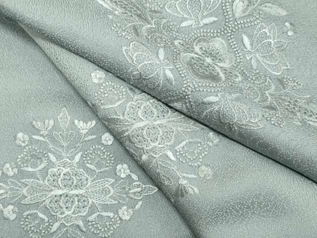 平和屋着物●中国三大刺繍　総刺繍　スワトウ刺繍　訪問着　菱草花文　正絹　逸品　CAAR6518ze