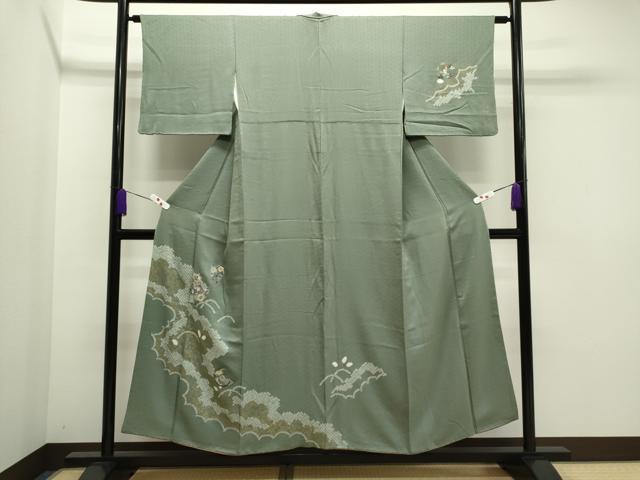 平和屋着物●訪問着　絞り　刺繍　草花文　金彩　鈴乃屋扱い　正絹　逸品　CAAR6524ze