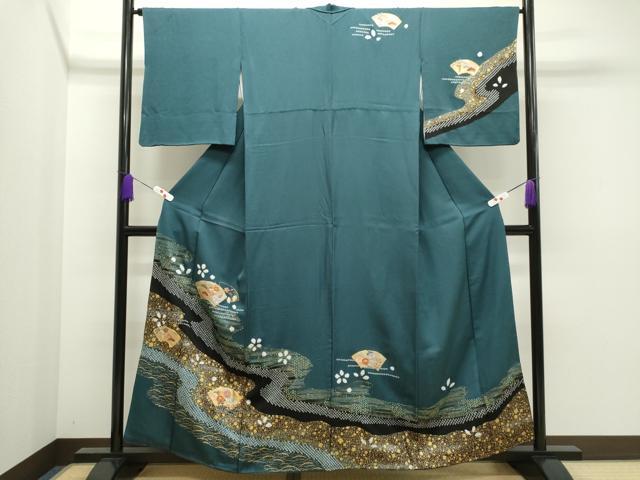 平和屋着物●訪問着　駒刺繍　絞り　松竹梅地紙吉祥文　金銀彩　正絹　逸品　CAAR6532ze